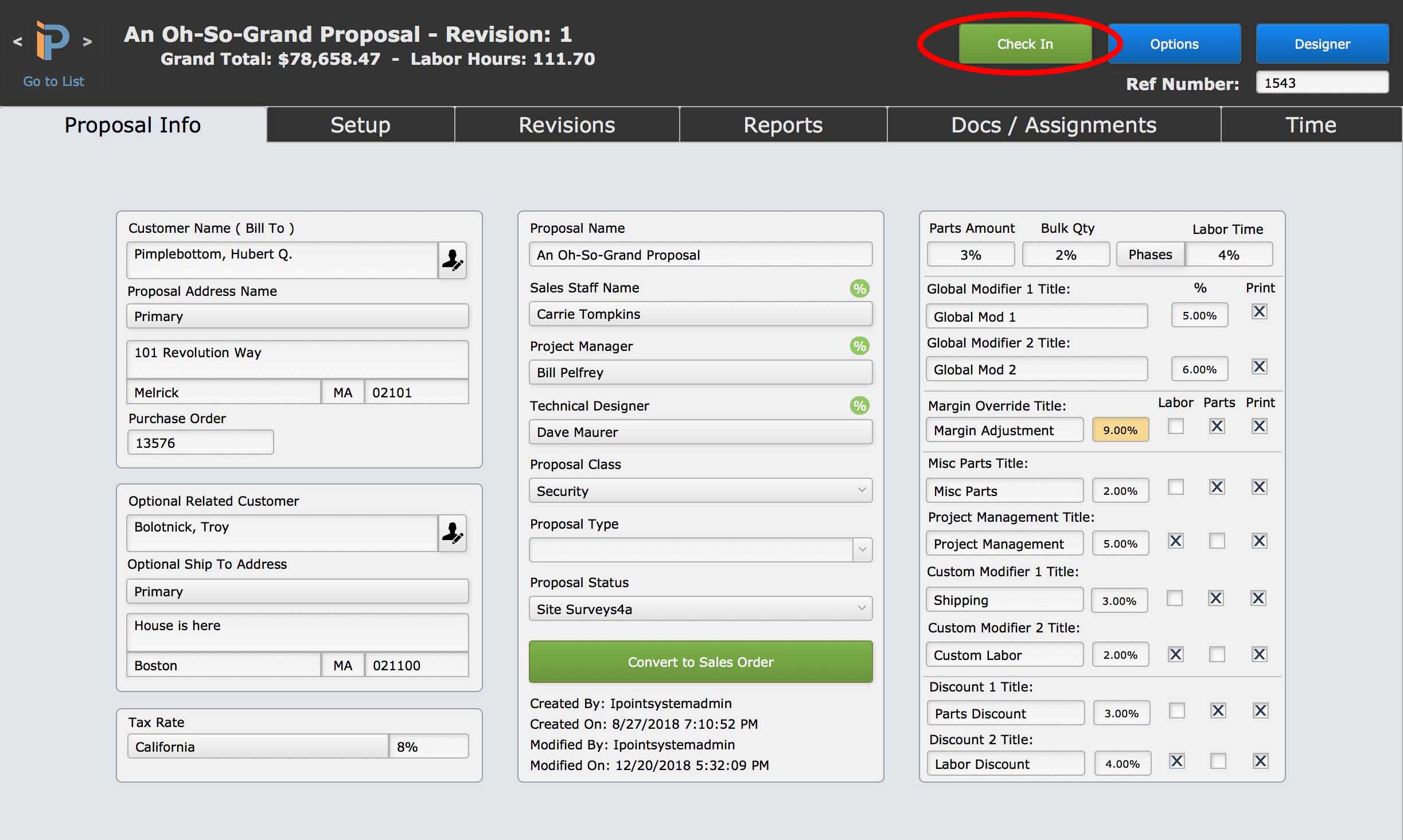 Check In (button) - iPoint Control - 1