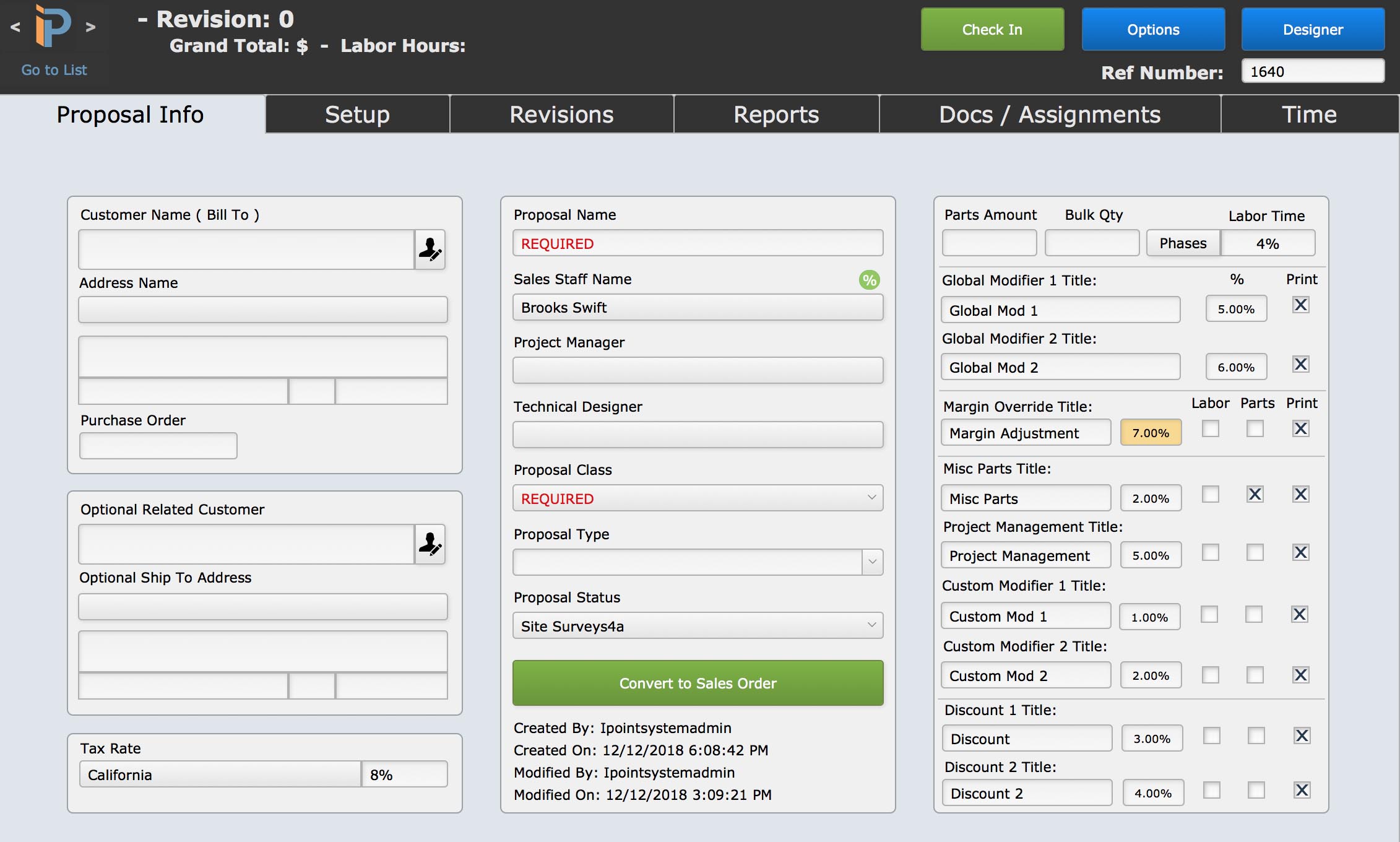 Proposal Info (tab) - iPoint Control - 1