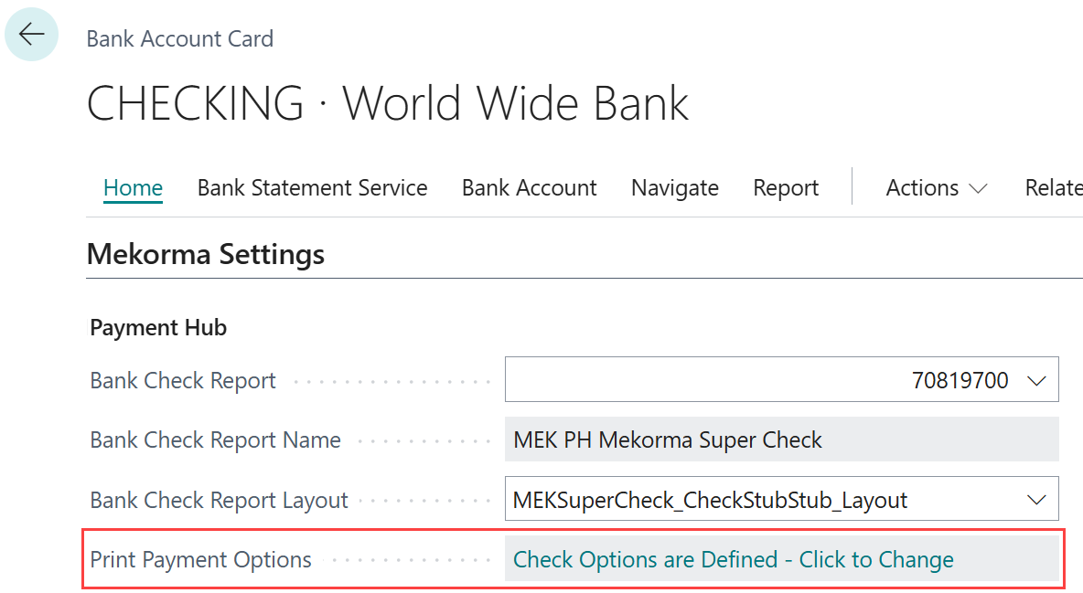 Setting Up Check Parameters - Payment Hub for Business Central User Guide - Version 1