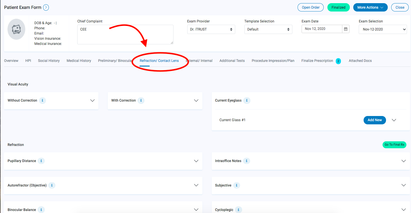 Finalize multiple contact lens prescriptions - iTRUST - iTRUST