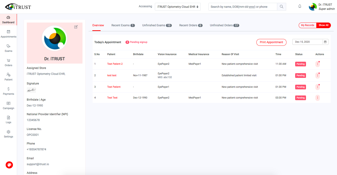 Personalize theme and background - iTRUST Optometry Cloud EHR - 2