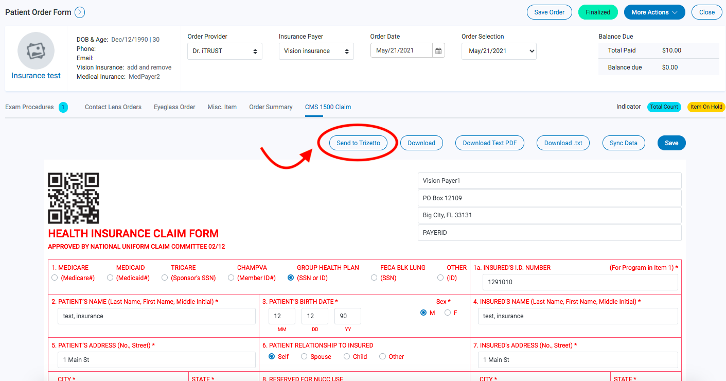 Claim Submission to Trizetto - iTRUST - iTRUST