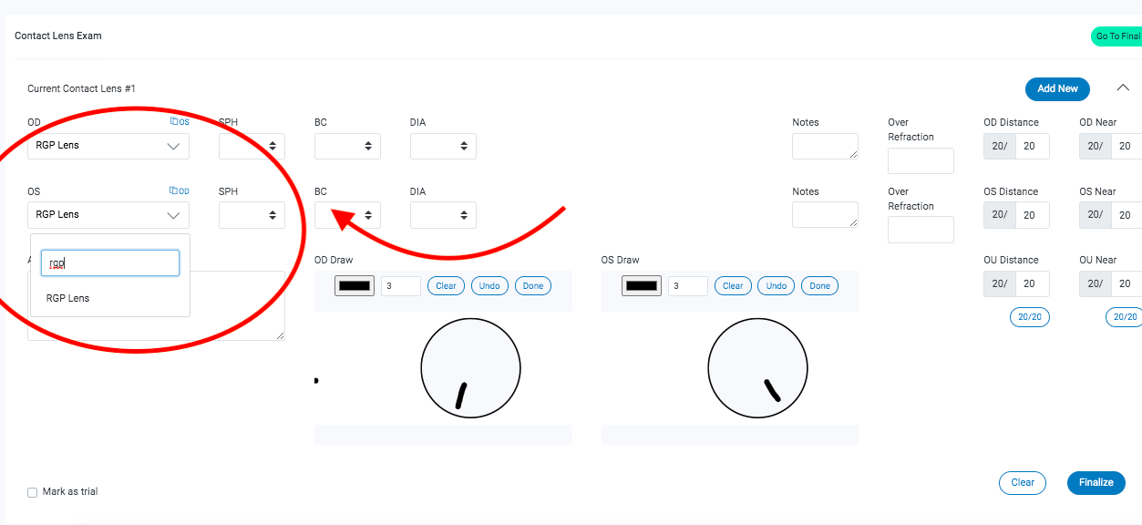 Enter / Finalize RGP Lens - iTRUST - iTRUST