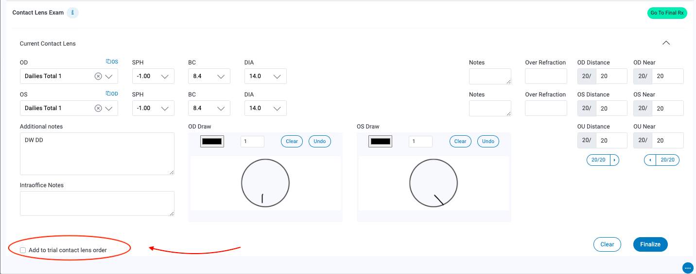 Managing trial contact lens orders - iTRUST Optometry Cloud EHR - 2