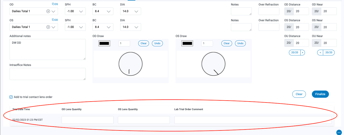 Managing trial contact lens orders - iTRUST Optometry Cloud EHR - 2