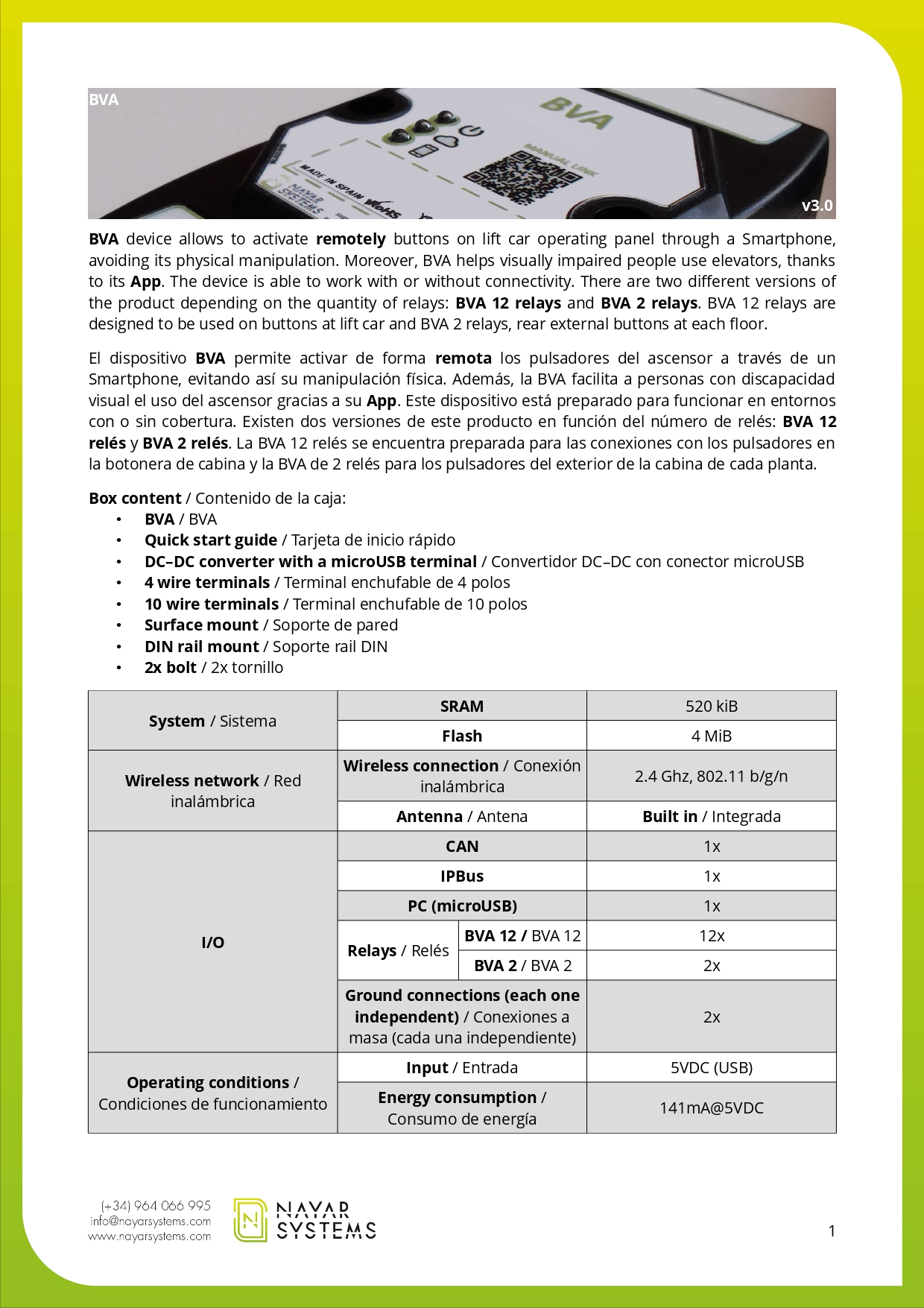BVA - Datasheets Nayar - 1