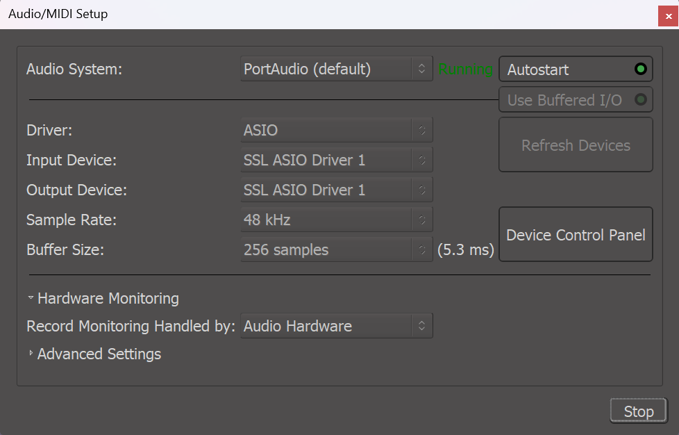 Audio/MIDI Setup Dialog - Mixbus - 11