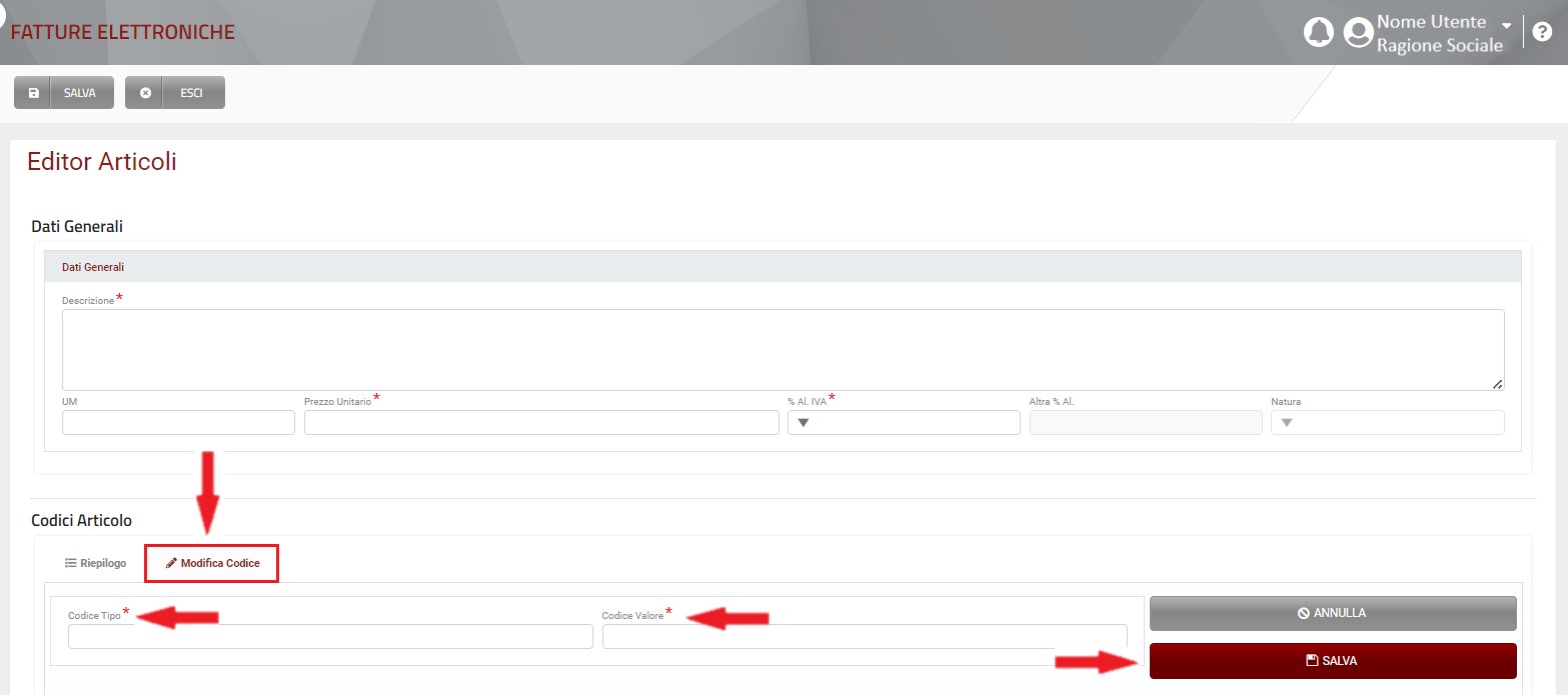 Gestione articoli - Manuale DocEasy R5 - Manuale Doceasy