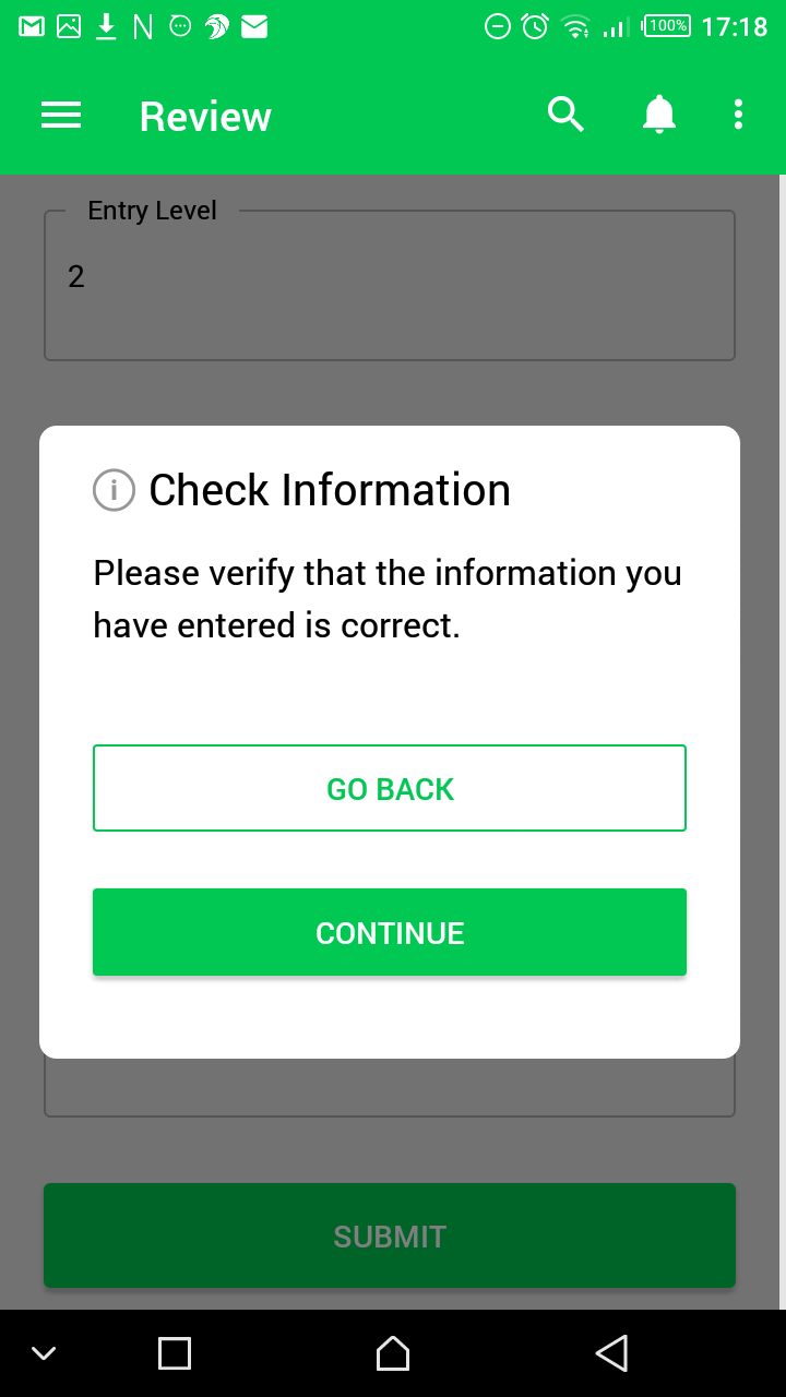Review and Submit - myNTI Mobile App Guide - 1